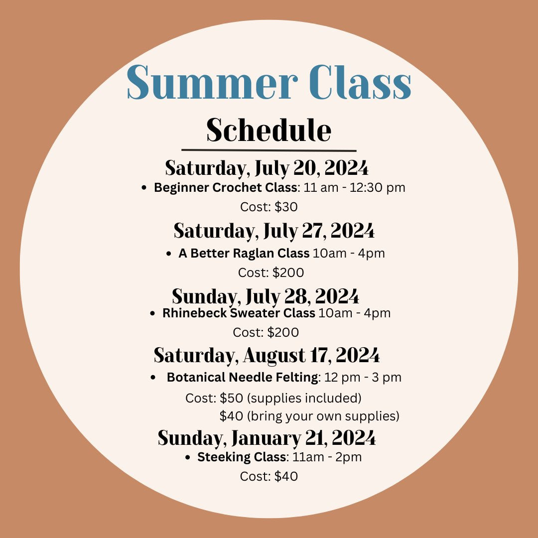 Summer Classes At BMYS!– Black Mountain Yarn Shop